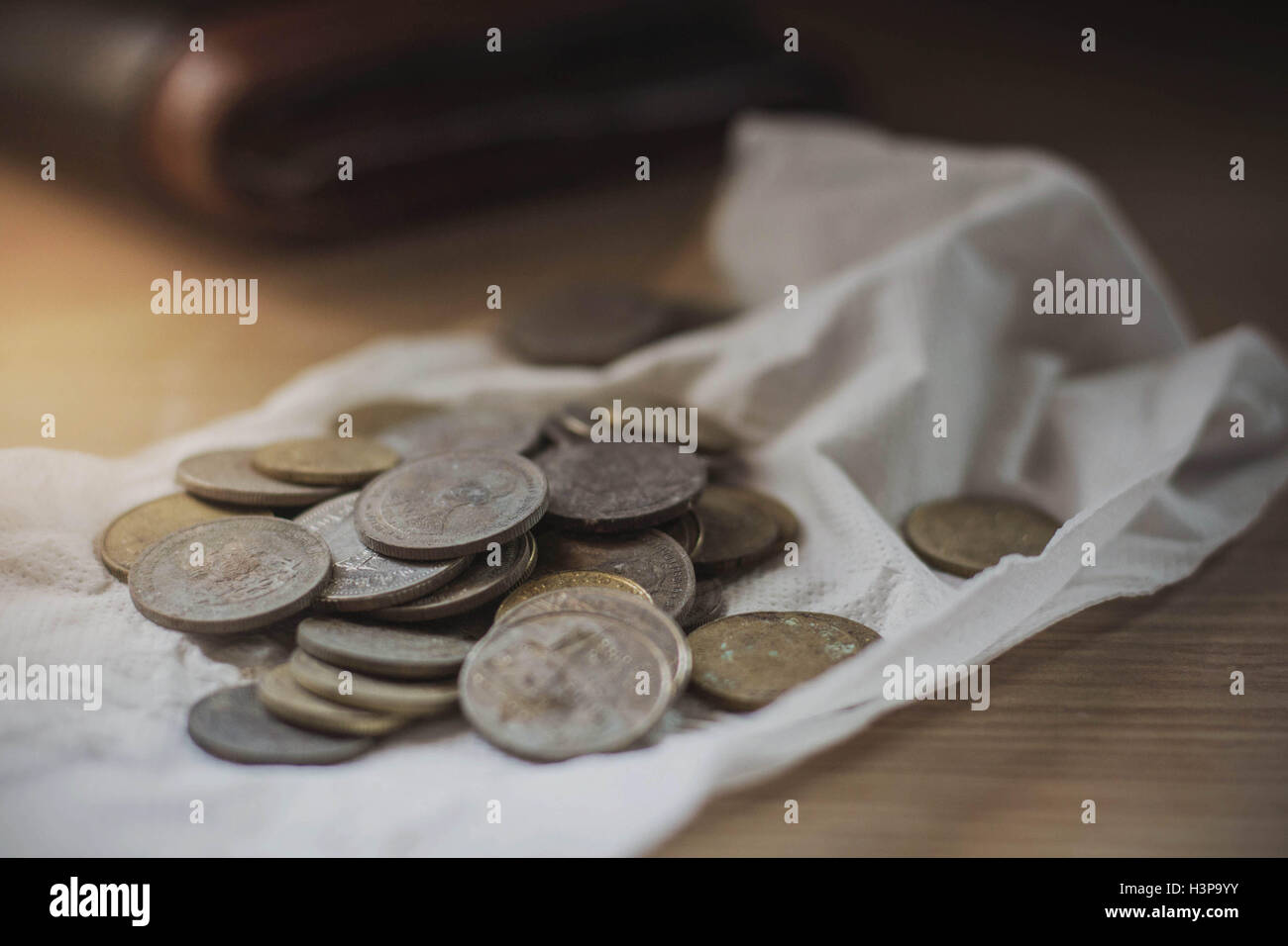 Table place coins on hi-res stock photography and images - Alamy