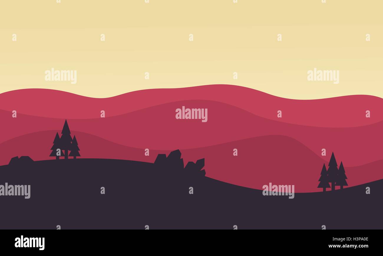 Silhouette of hill landscape vector Stock Vector Image & Art - Alamy