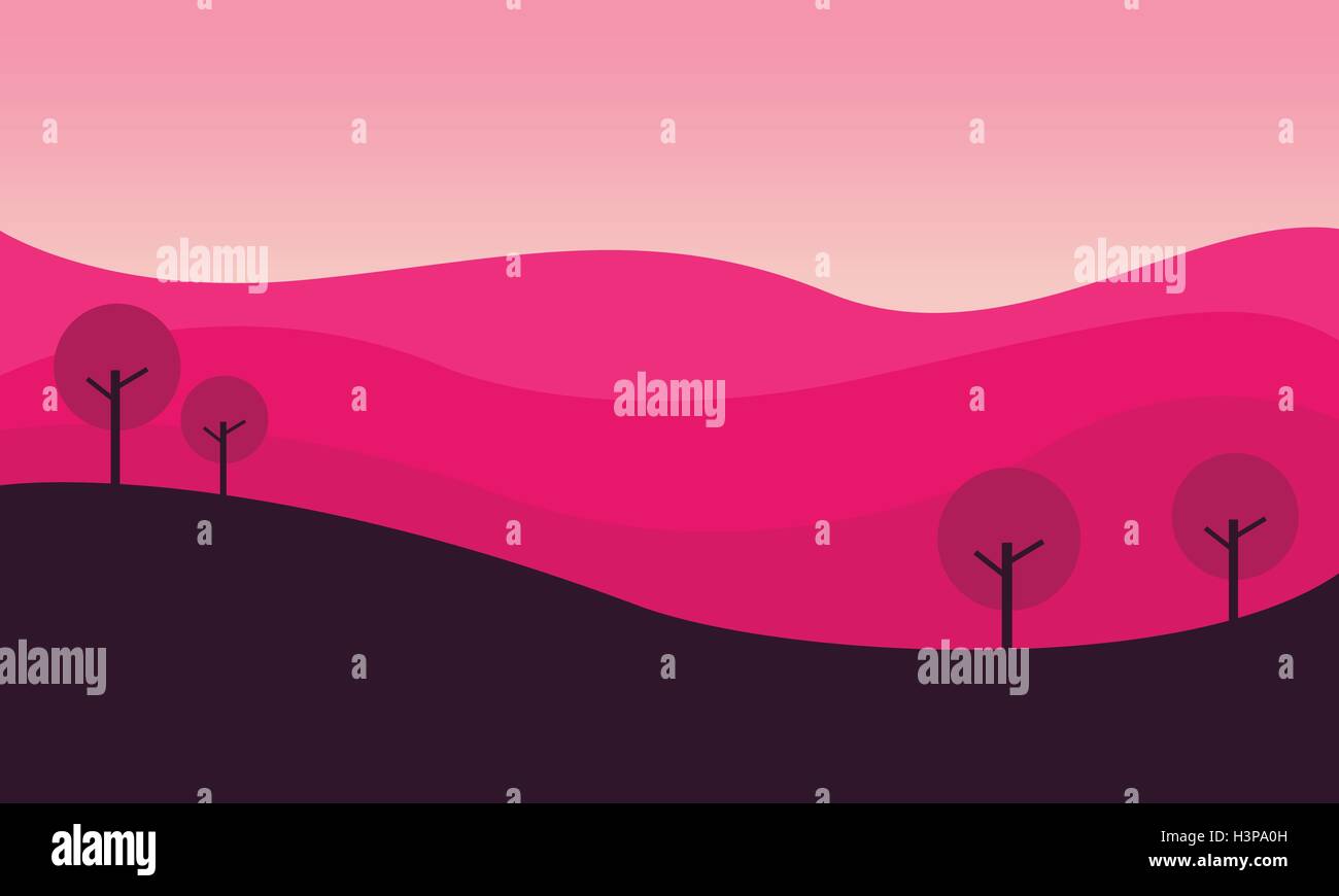 Silhouette of hill with pink backgrounds Stock Vector Image & Art - Alamy