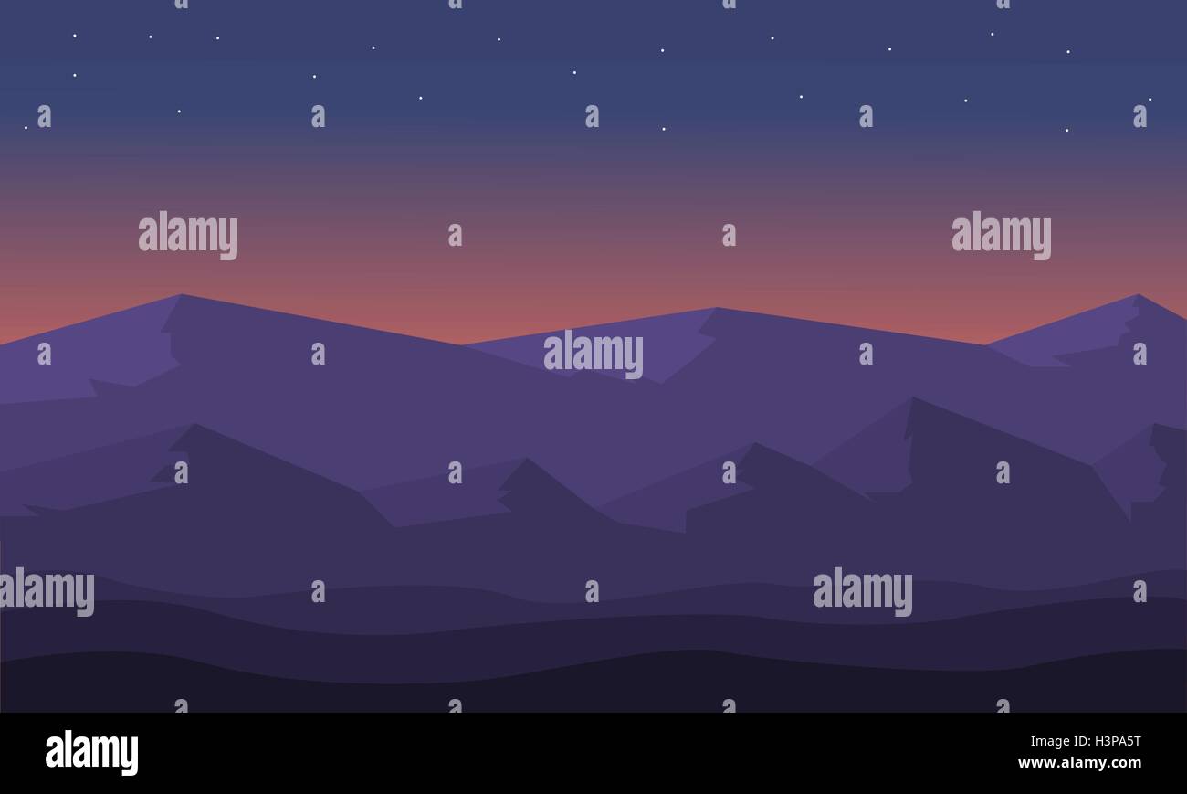 At night hills landscape of silhouette Stock Vector Image & Art - Alamy