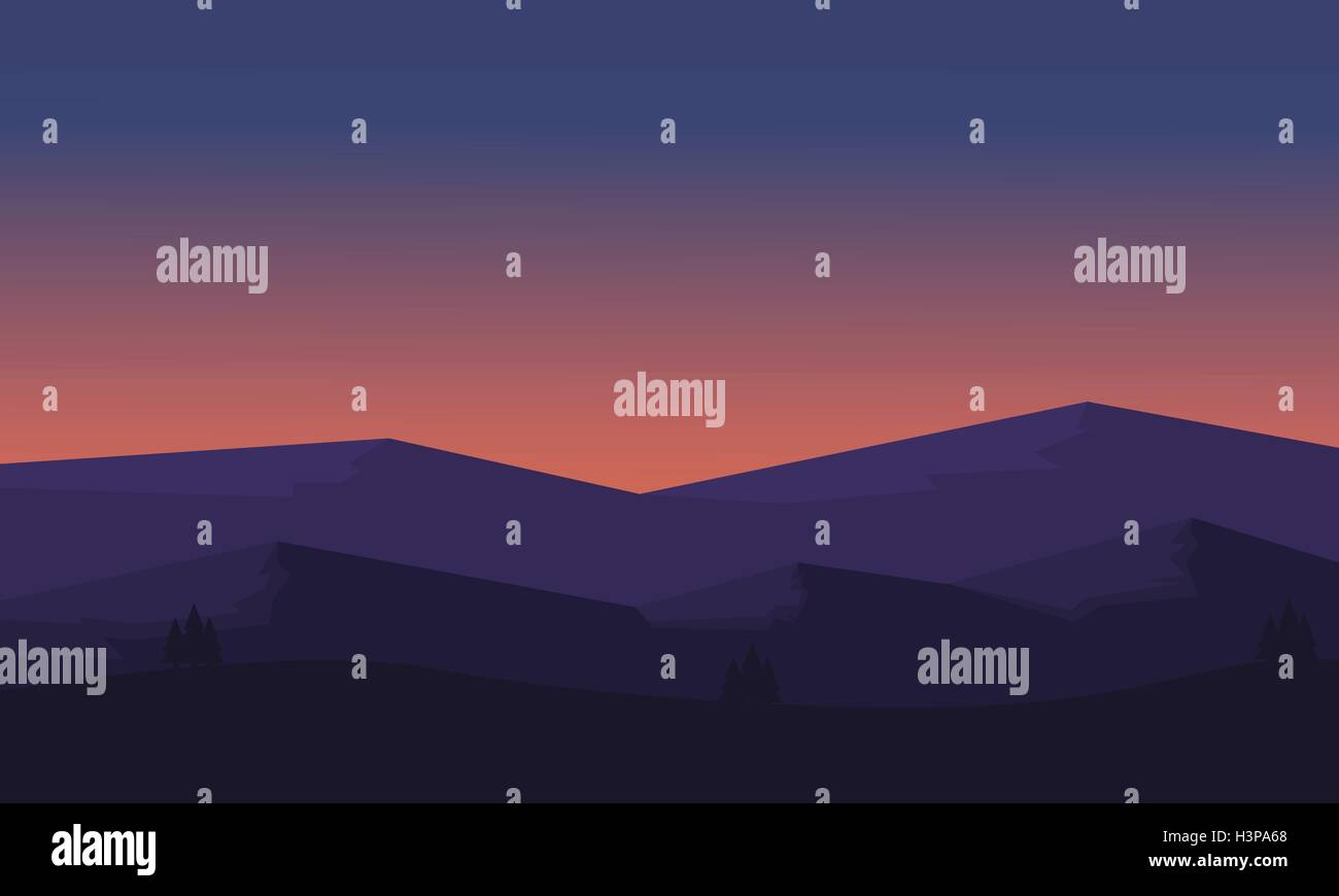 Silhouette of mountain and hill scenery Stock Vector Image & Art - Alamy