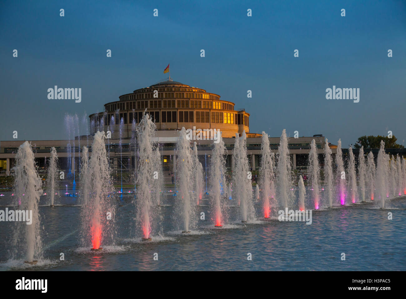 Light and sound. Hall of the century built by Max Berg in 1911 - 1913 ...
