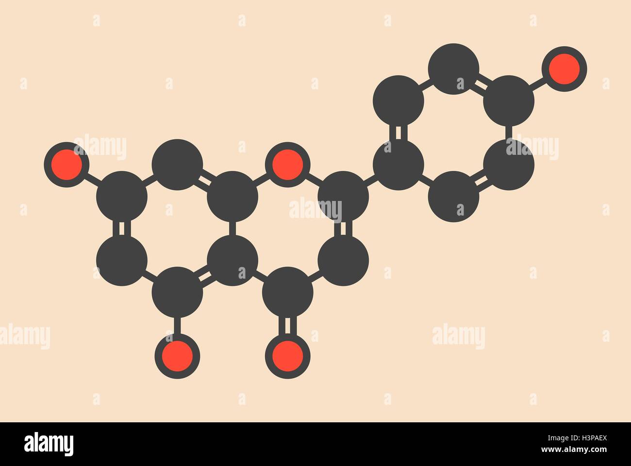 Apigenin yellow herbal dye molecule. Stylized skeletal formula ...