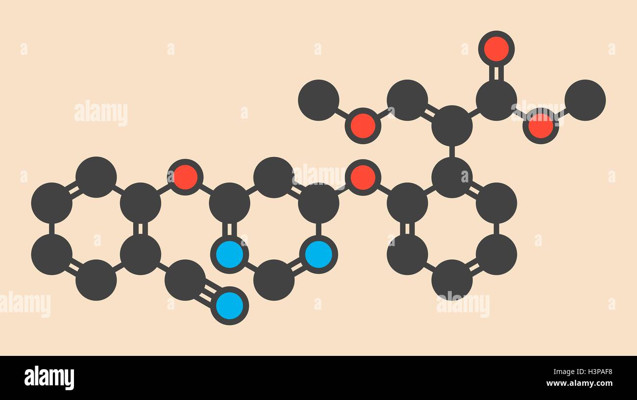 Azoxystrobin fungicide molecule. Stylized skeletal formula (chemical ...