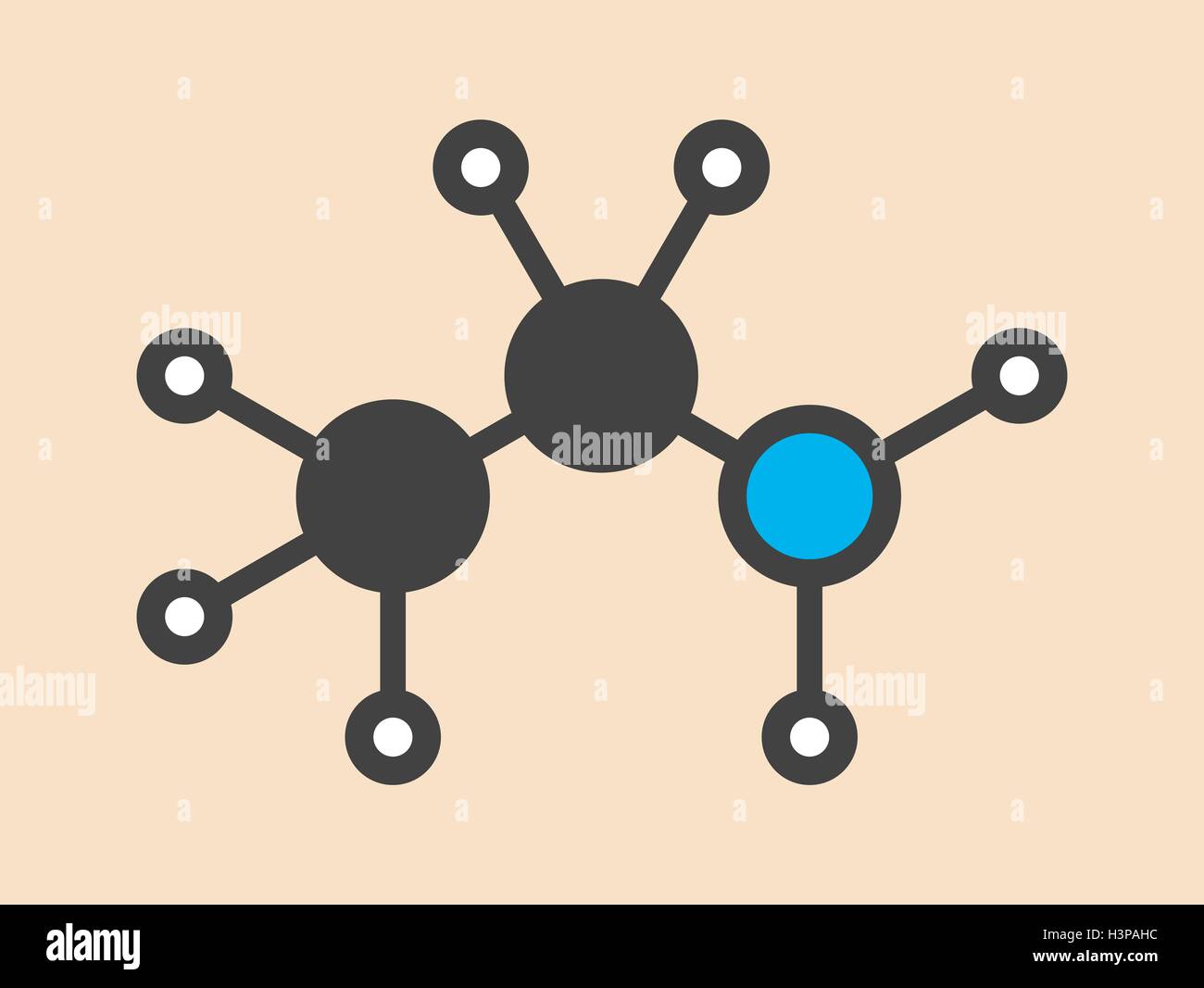 Ethylamine organic base molecule. Stylized skeletal formula (chemical ...