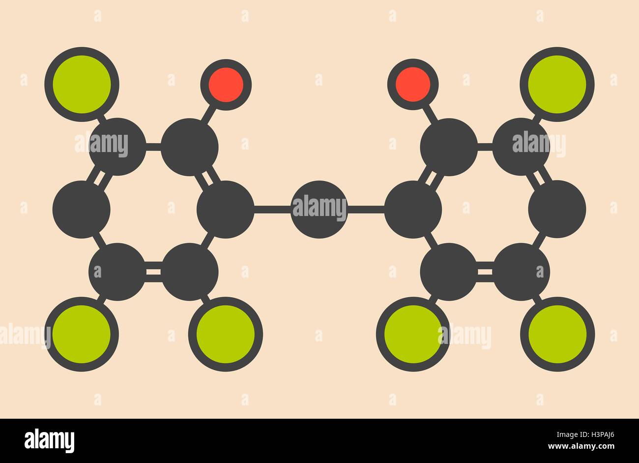 Hexachlorophene disinfectant molecule. Stylized skeletal formula ...