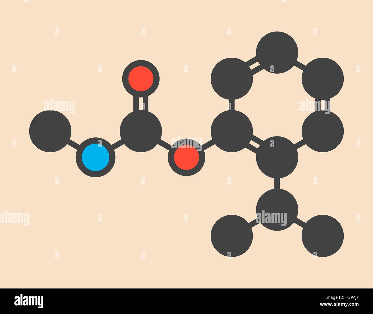 Isoprocarb insecticide molecule. Stylized skeletal formula (chemical ...