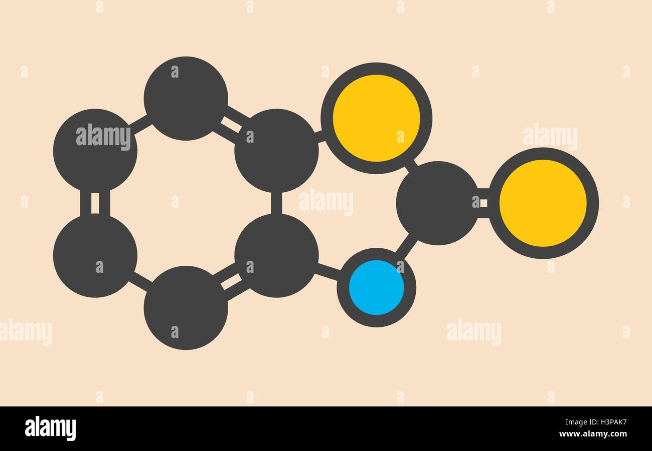 Mercaptobenzothiazole (MBT) skin sensitizer molecule. Used as rubber ...
