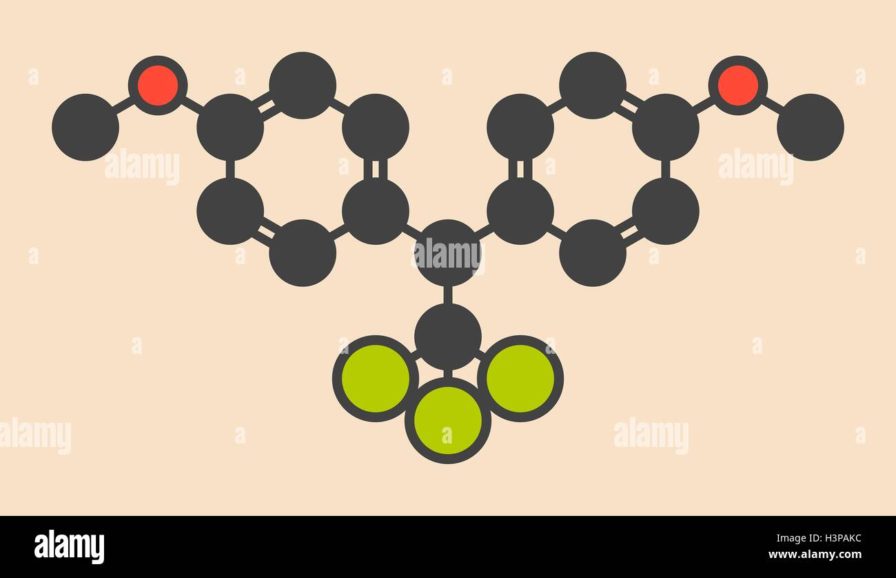 Methoxychlor pesticide molecule. Stylized skeletal formula (chemical ...