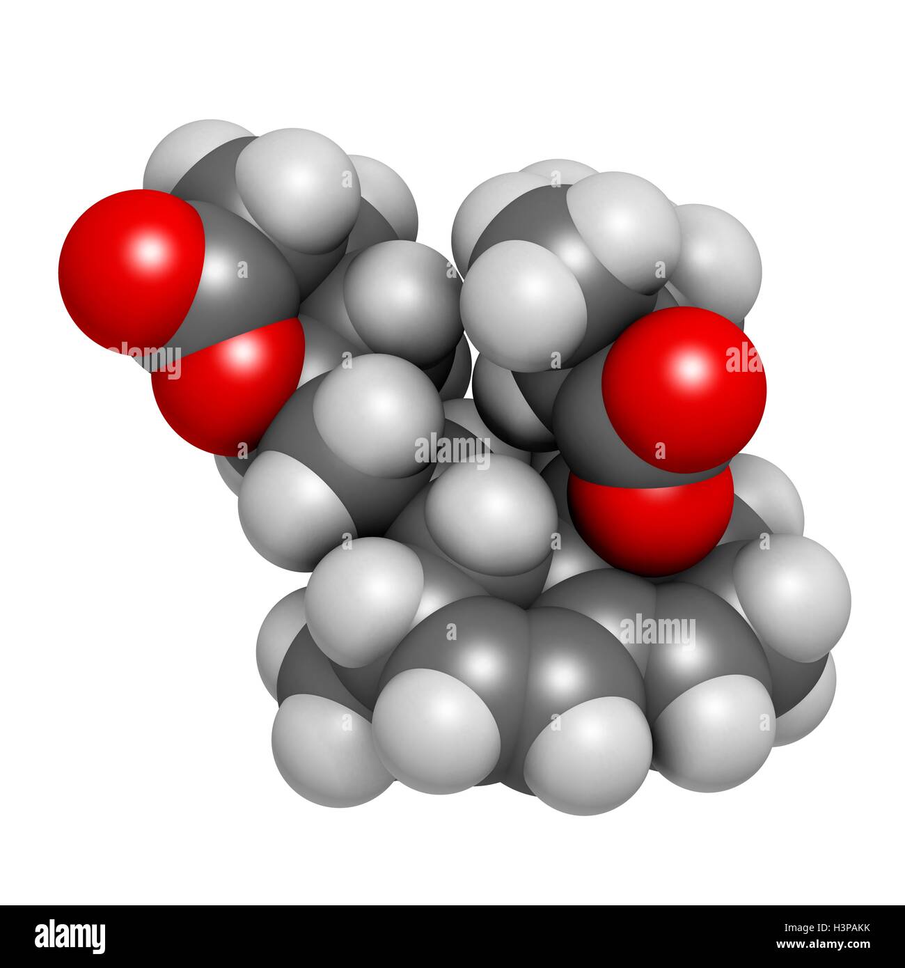 Mevastatin hypercholesterolemia drug molecule. Atoms are represented as ...
