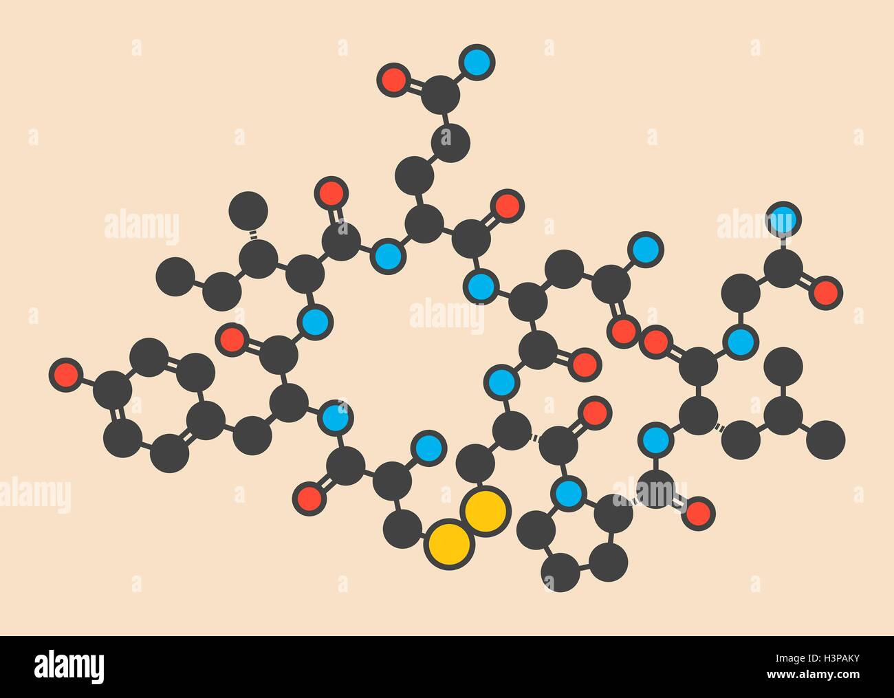 Oxytocin hormone molecule. Stylized skeletal formula (chemical ...