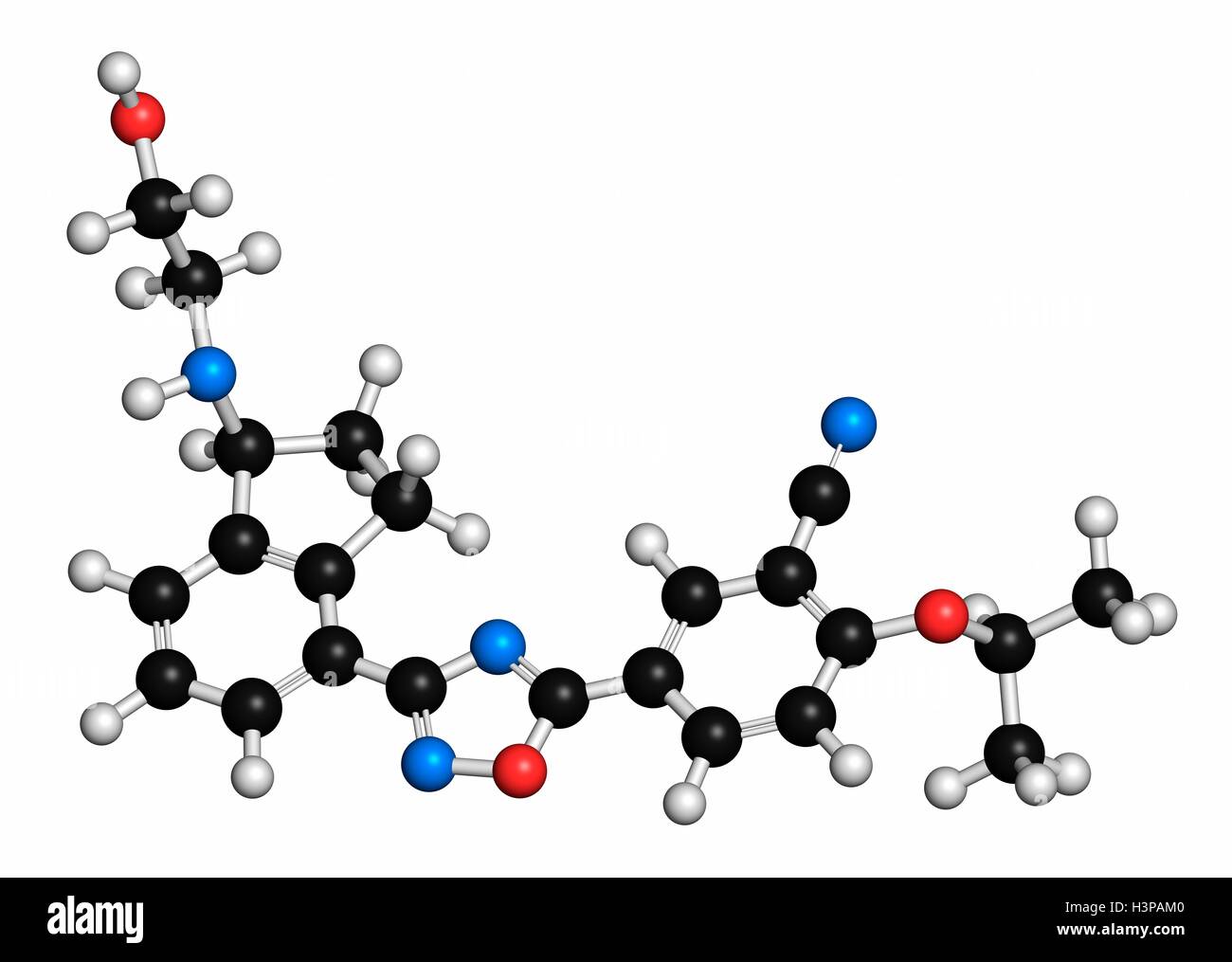 Ozanimod anti-inflammatory drug molecule (S1PR1 modulator). Atoms are ...