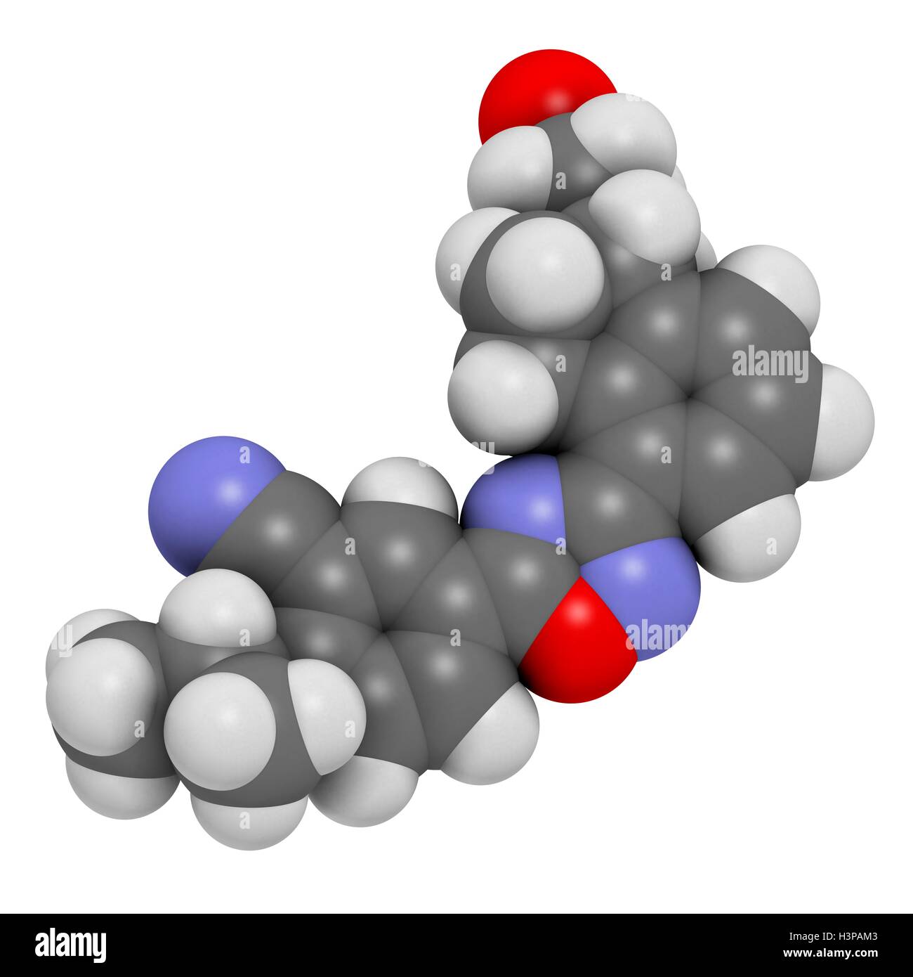 Ozanimod anti-inflammatory drug molecule (S1PR1 modulator). Atoms are ...