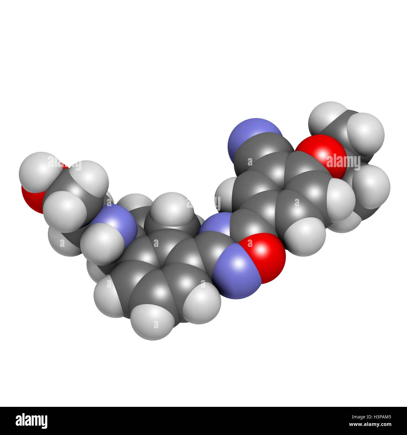 Ozanimod anti-inflammatory drug molecule (S1PR1 modulator). Atoms are ...