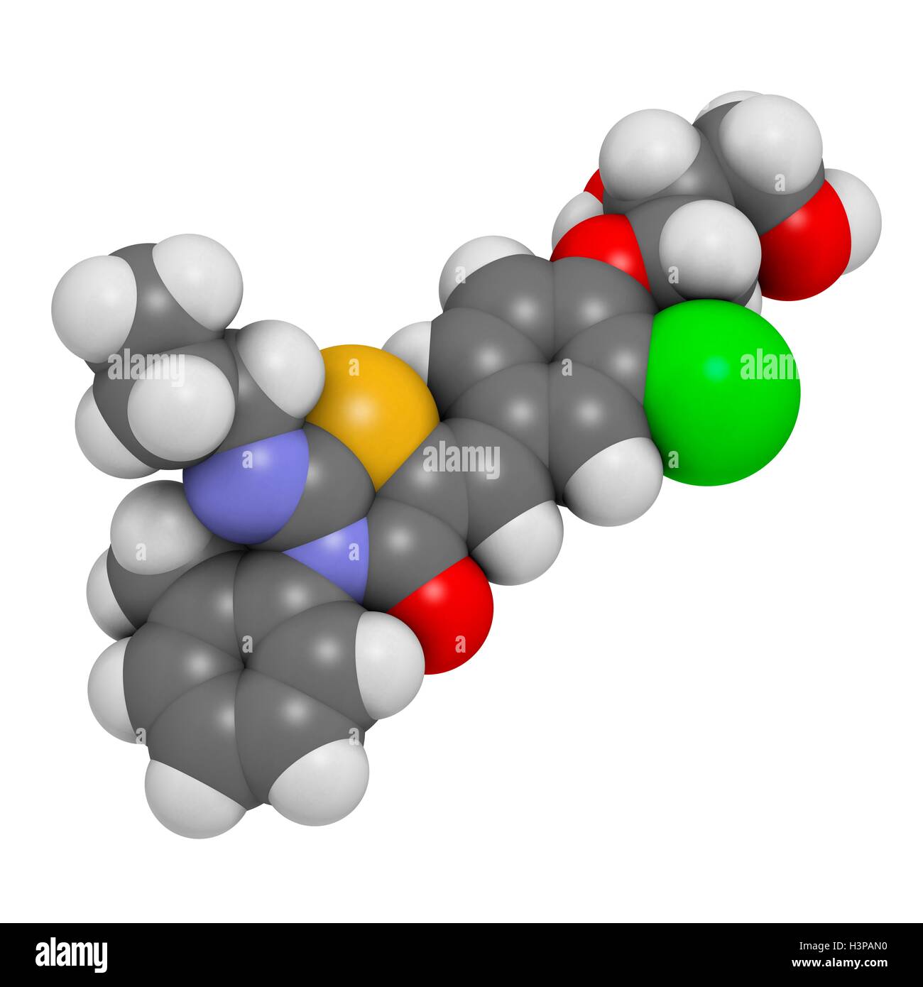 Ponesimod anti-inflammatory drug molecule (S1PR1 modulator). Atoms are ...