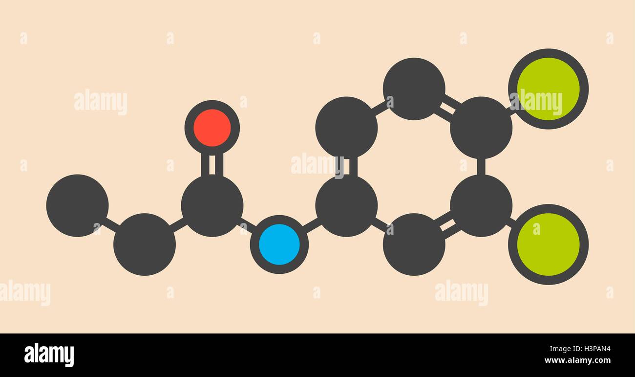 Propanil herbicide molecule. Stylized skeletal formula (chemical ...