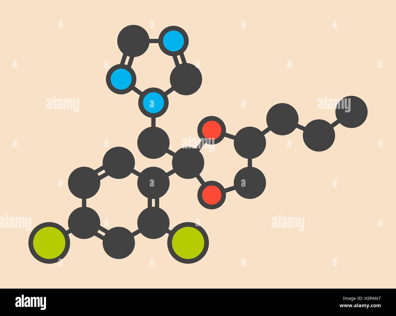 Propiconazole antifungal molecule (triazole class). Stylized skeletal ...