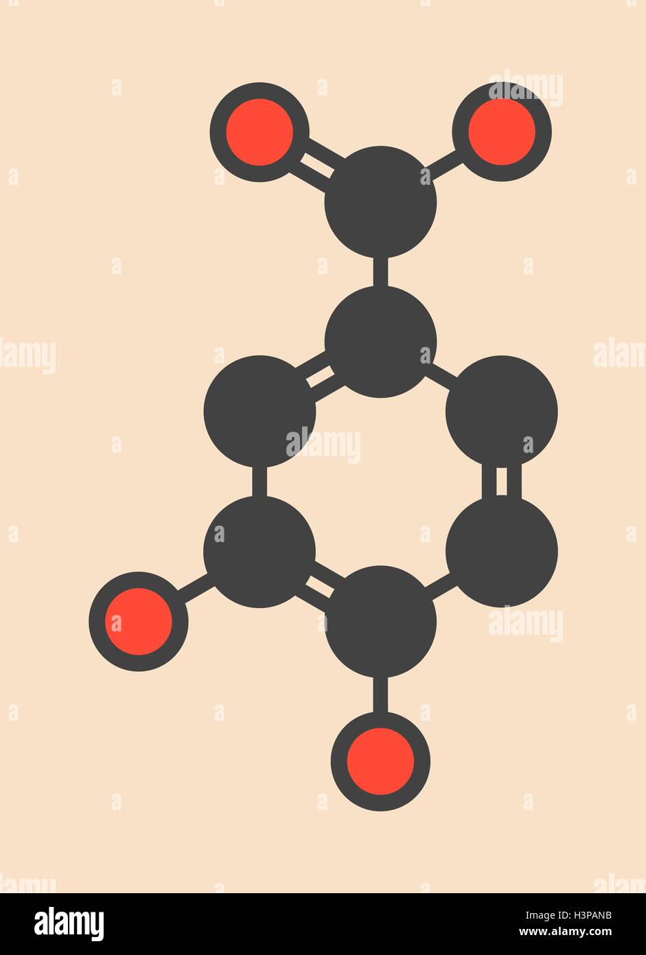 Protocatechuic acid (PCA) green tea antioxidant molecule. Stylized ...