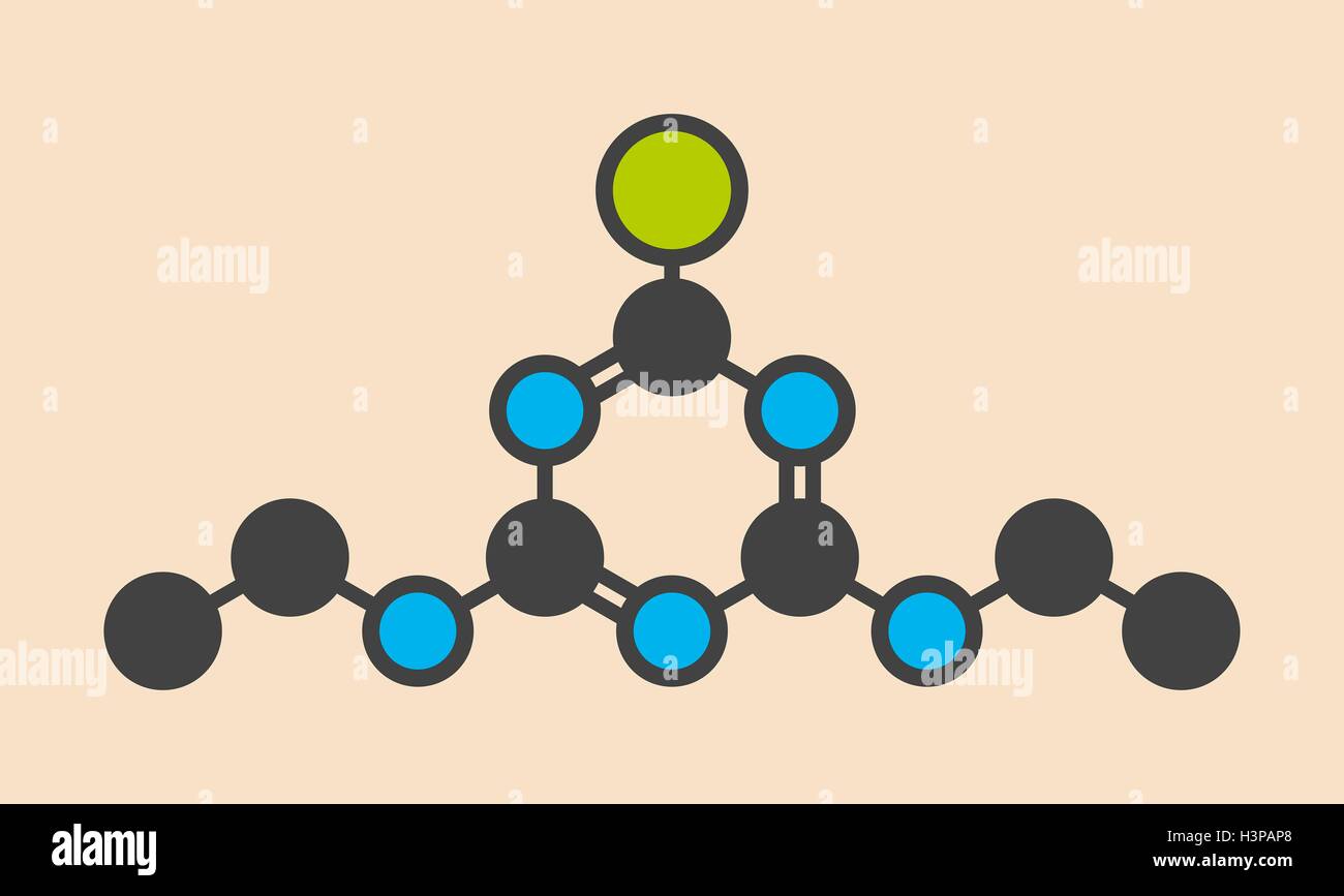 Simazine herbicide molecule. Stylized skeletal formula (chemical ...