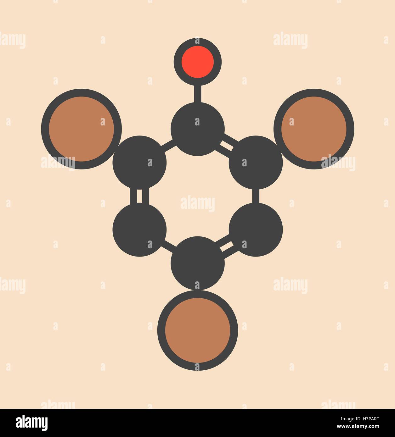 Tribromophenol (TBP, 2,4,6-Tribromophenol) molecule. Used as fungicide ...