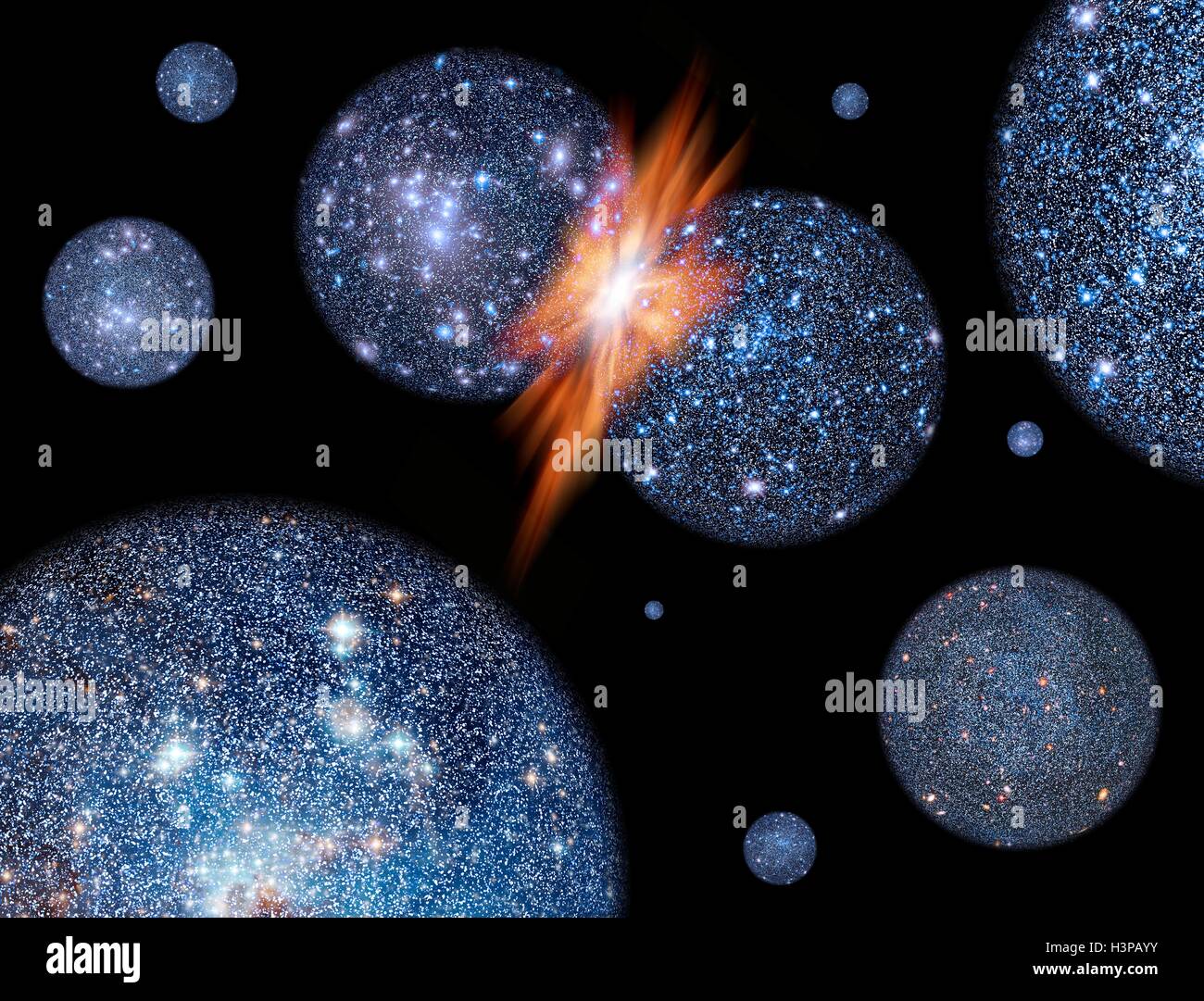Universes colliding, illustration Stock Photo - Alamy