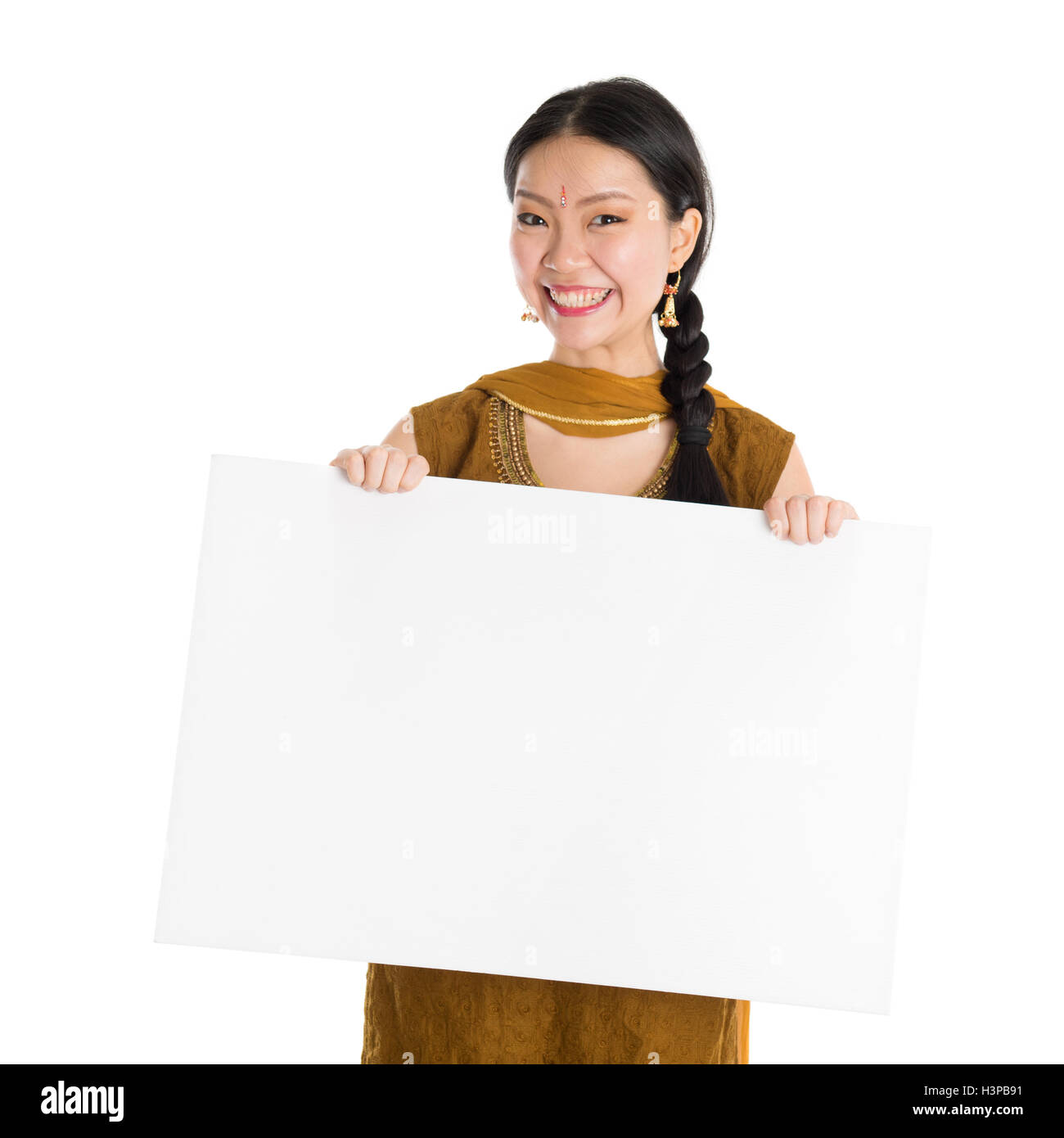 Portrait of young mixed race Indian Chinese female in traditional ...