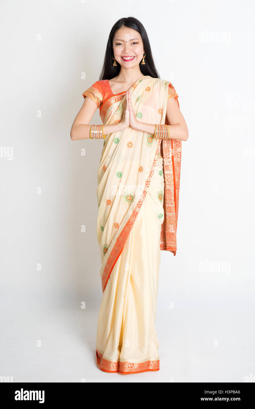 Full length mixed race Indian Chinese female with sari dress in ...