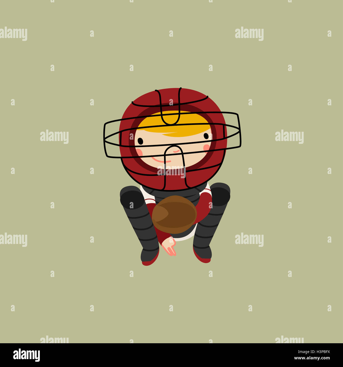 baseball character. catcher in gear. vector illustration Stock Photo ...