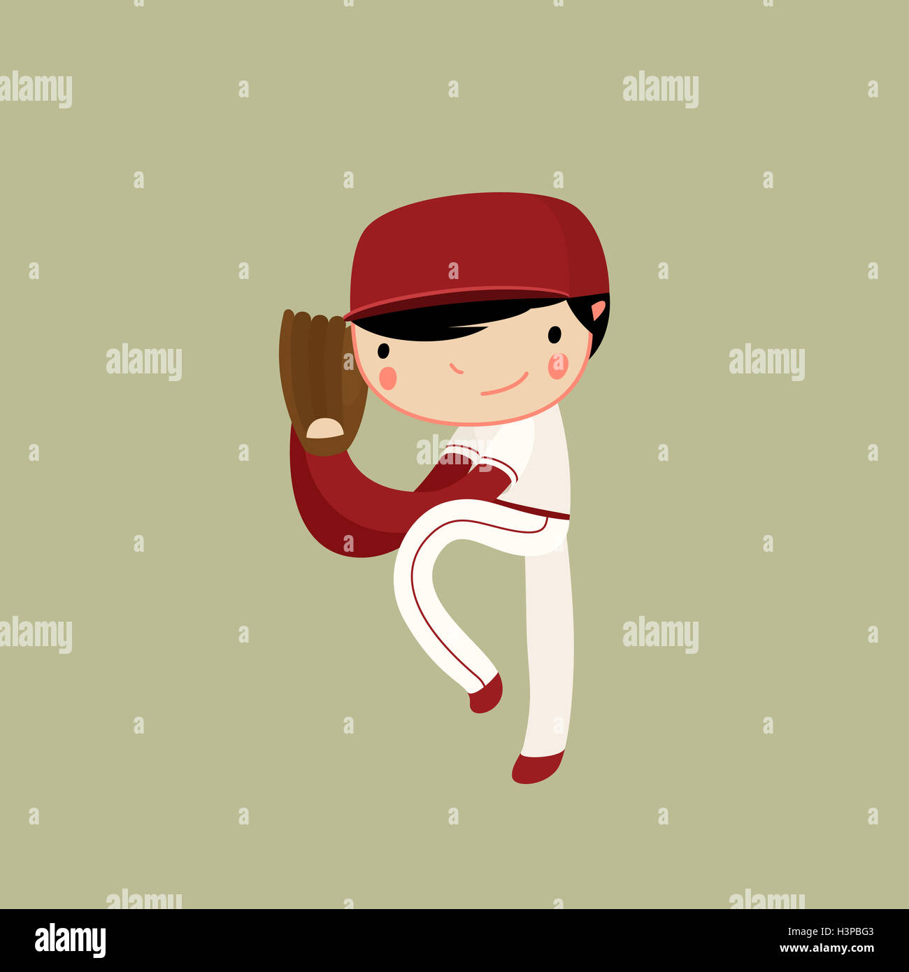 baseball boy. pitcher cartoon character. vector illustration Stock ...