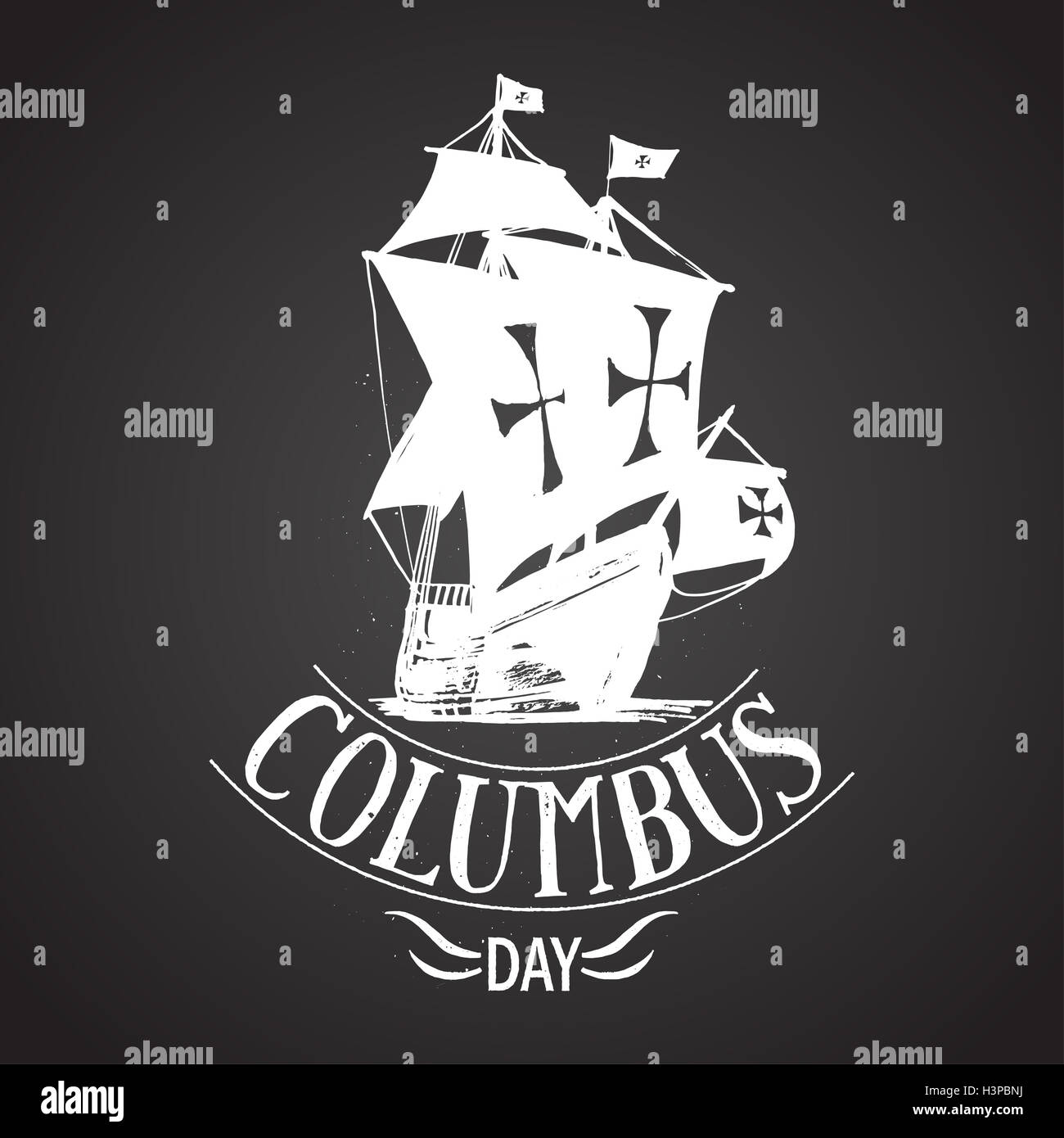 columbus day sign. santa maria boat. vector calligraphy Stock Photo - Alamy