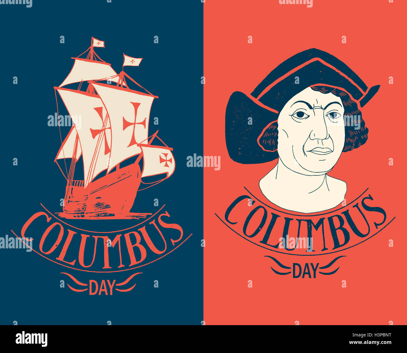 columbus day calligraphy. vector sign Stock Photo - Alamy