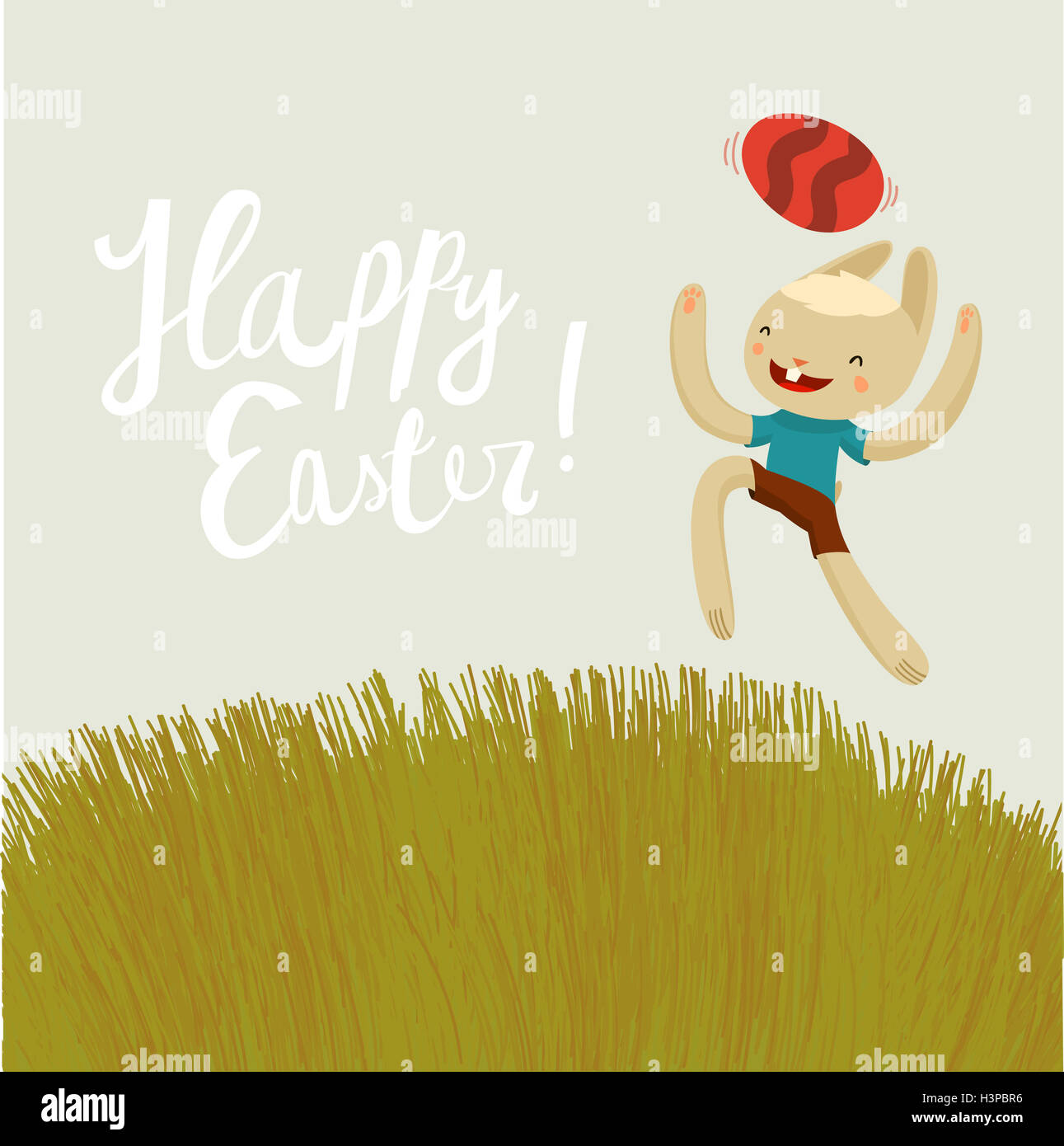 Easter bunny jumping. nice colors cartoon card. vector illustration ...