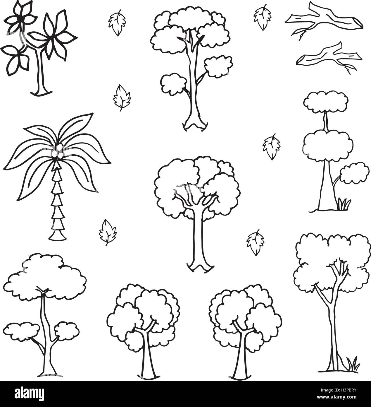 Hand draw tree icon set of doodles Stock Vector Image & Art - Alamy