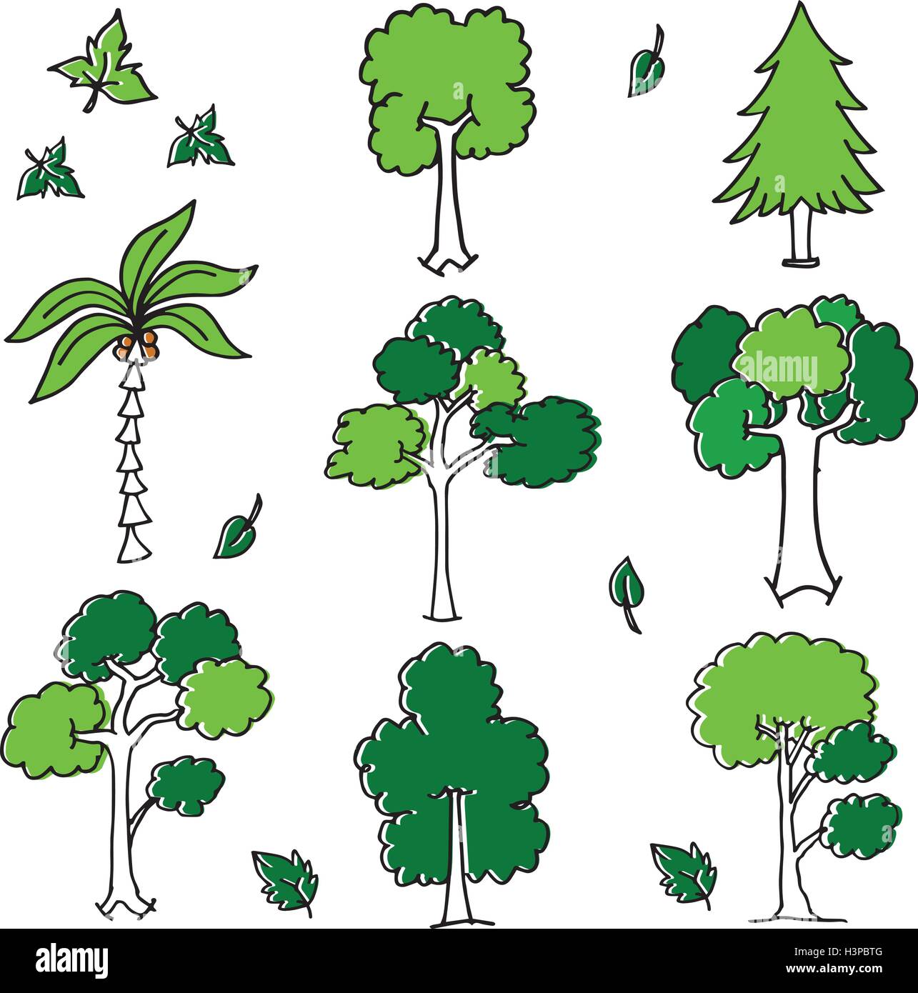 Doodle of tree set collection Stock Vector Image & Art - Alamy