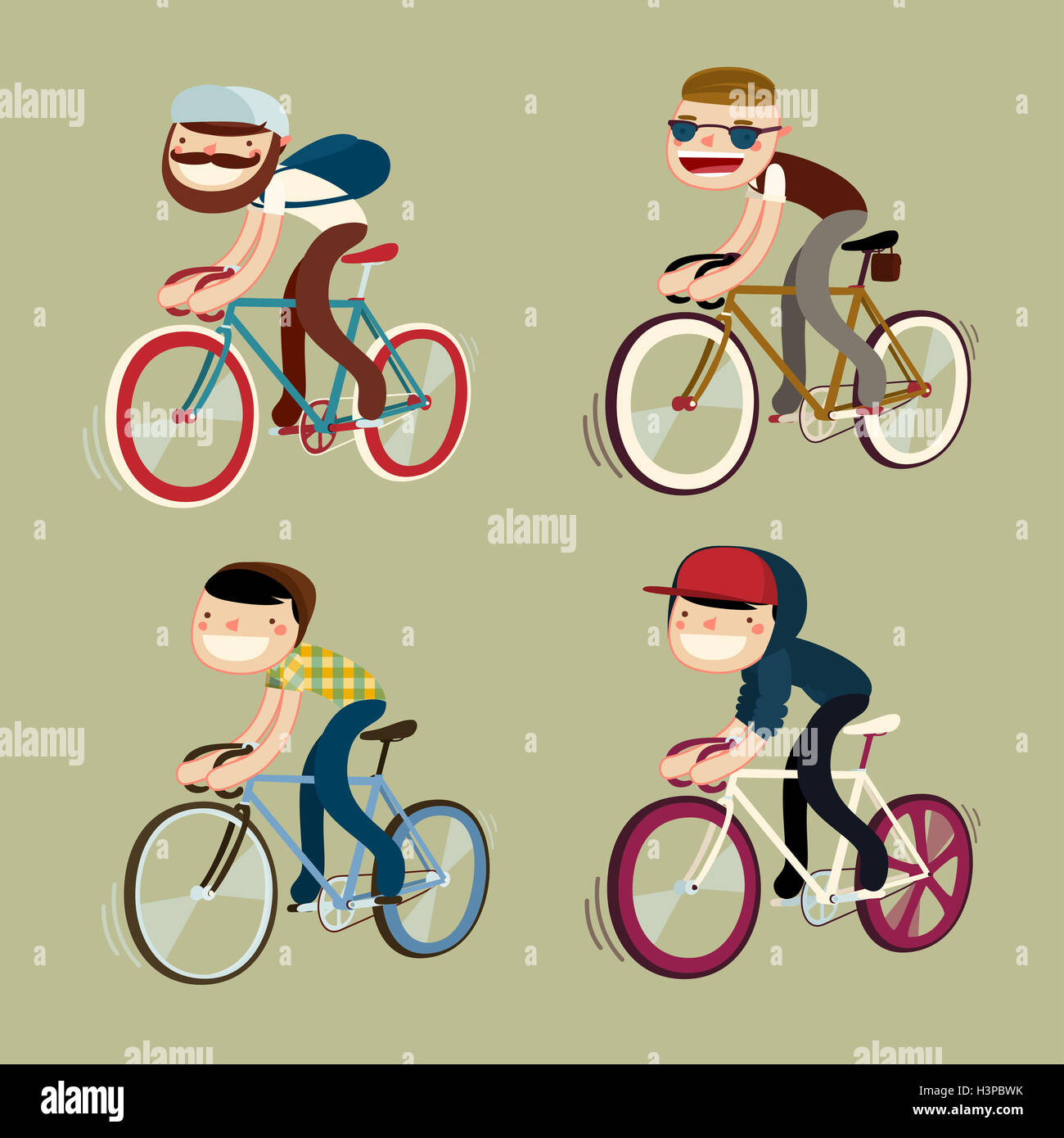 bicycle character set. fashion. vector illustration Stock Photo - Alamy