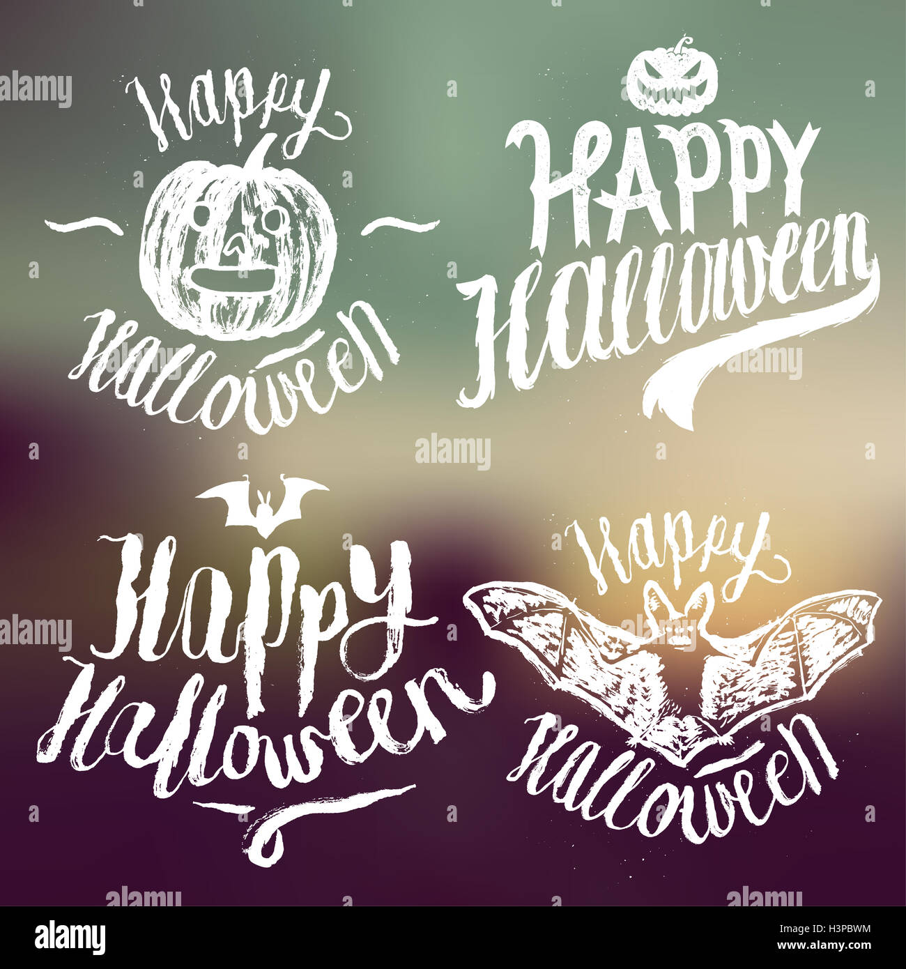 halloween calligraphy label. vector set Stock Photo - Alamy