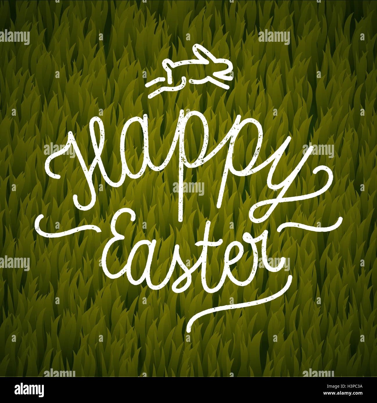 happy Easter calligraphy. vintage label on grass background. vector ...
