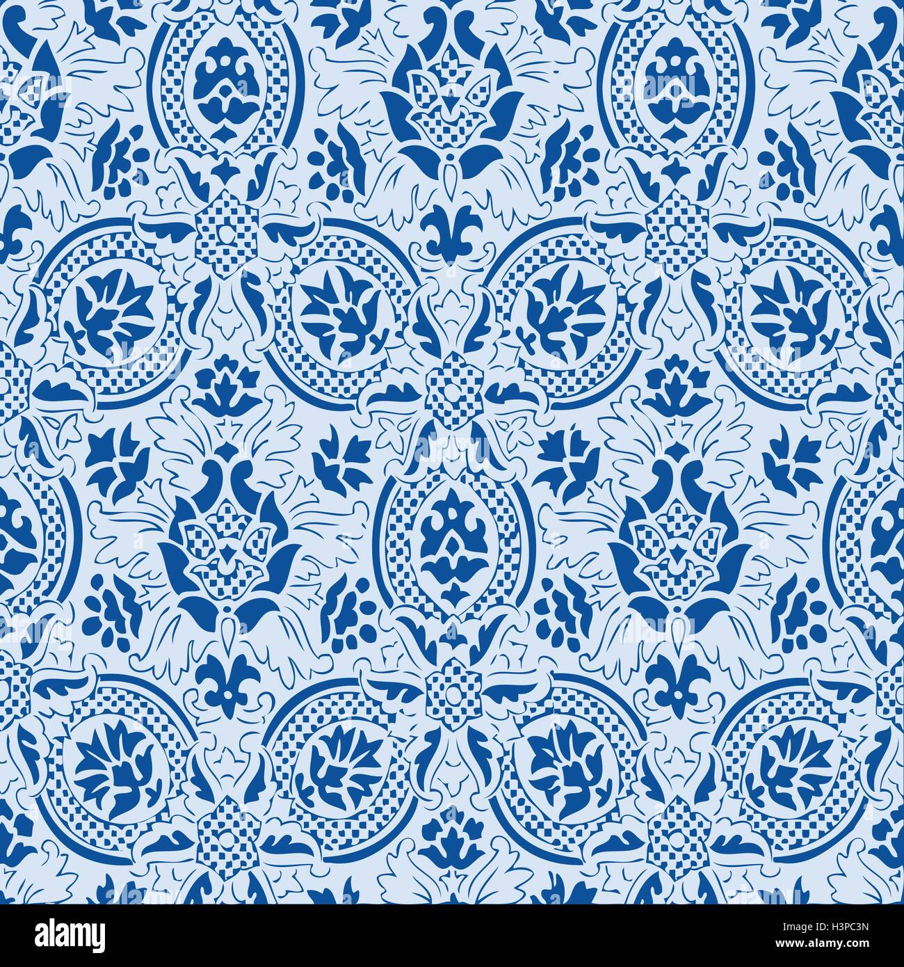 Blue lace Seamless abstract hand-drawn floral pattern, vintage ...