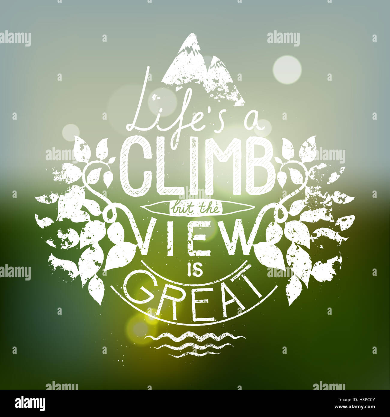 life is a climb but the view is great. hiking lettering. motivational ...