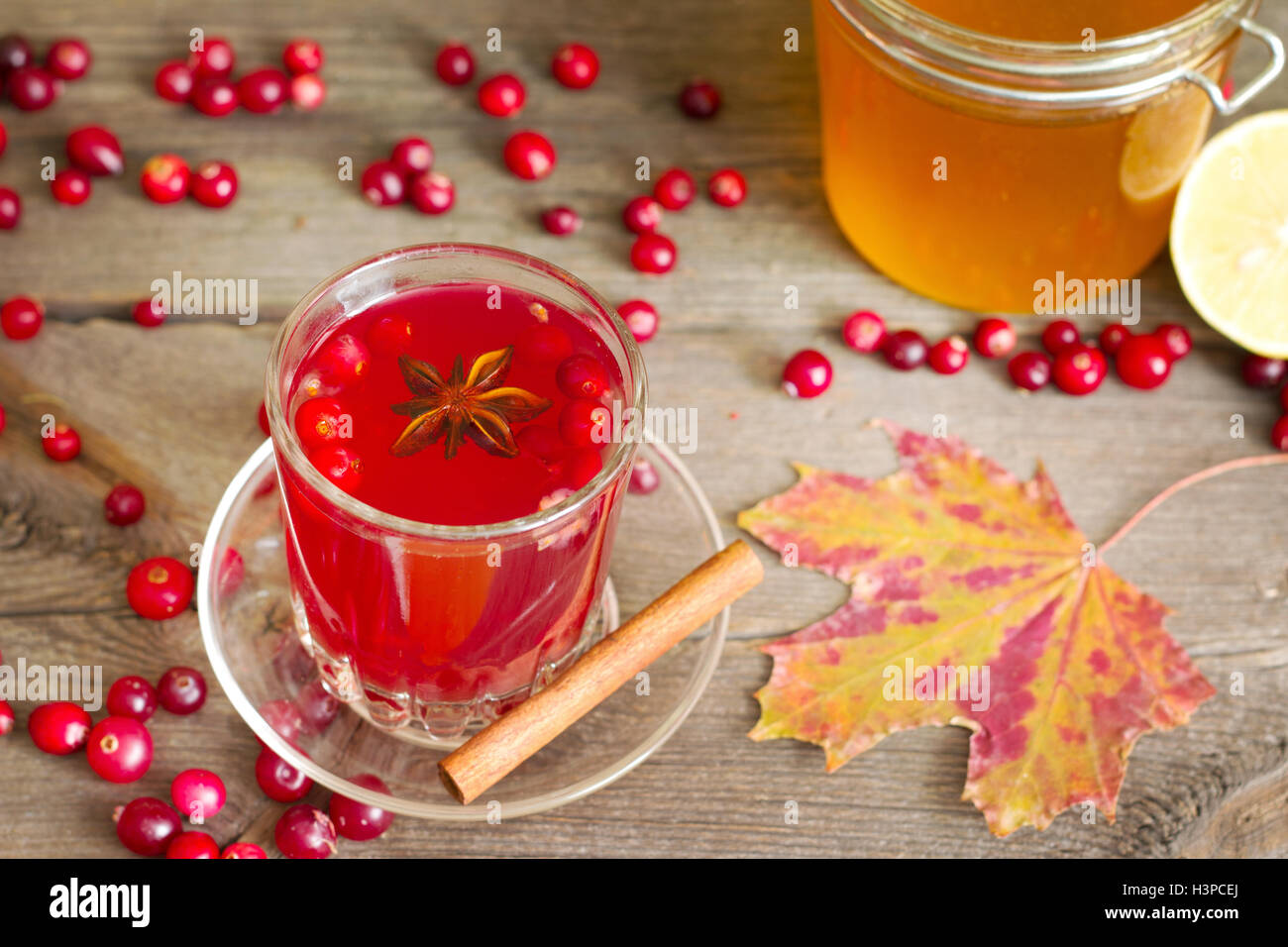 Cranberry tea, honey and lemon products to Strengthen immunity Stock ...