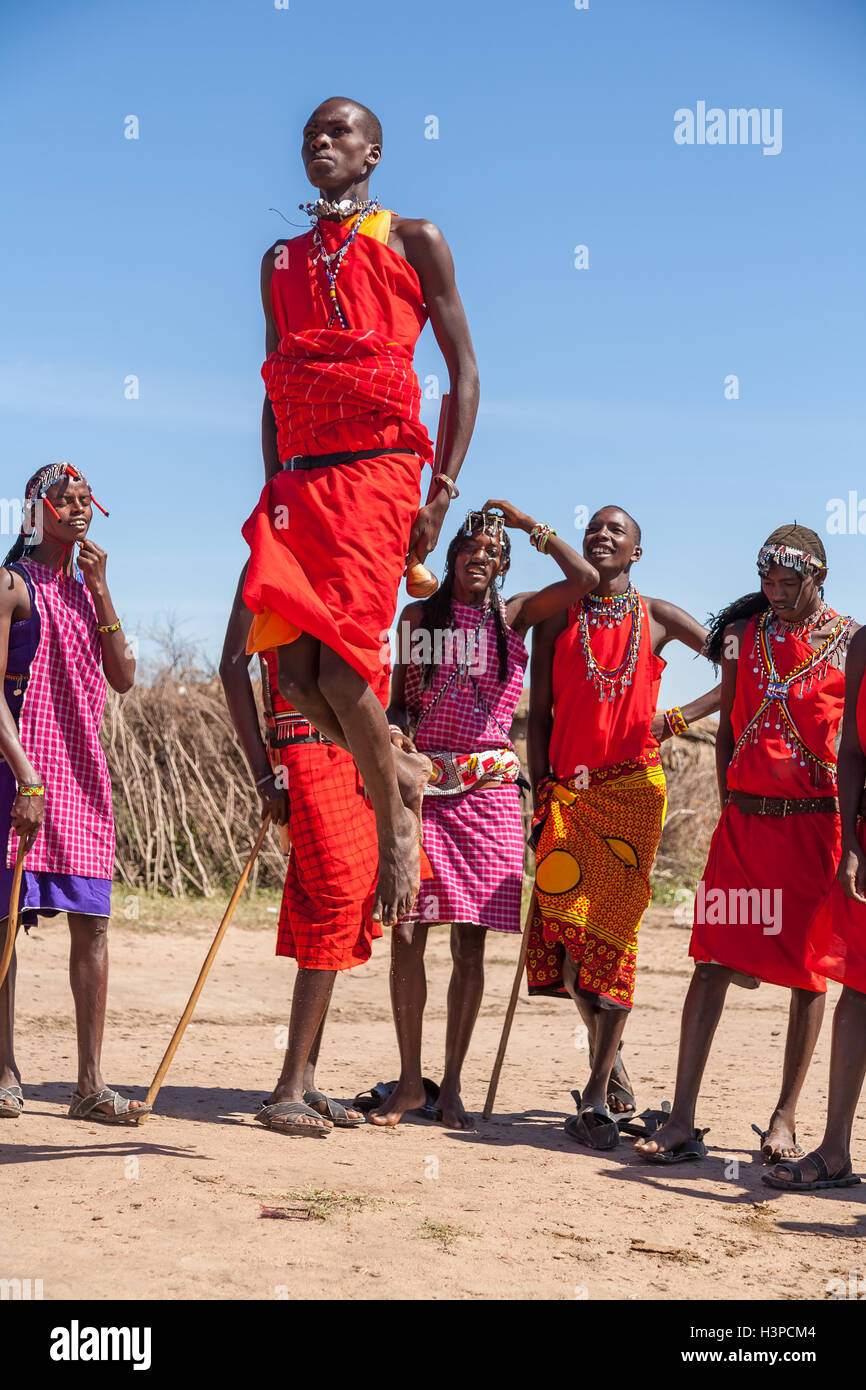 Masai warriors dancing hi-res stock photography and images - Alamy