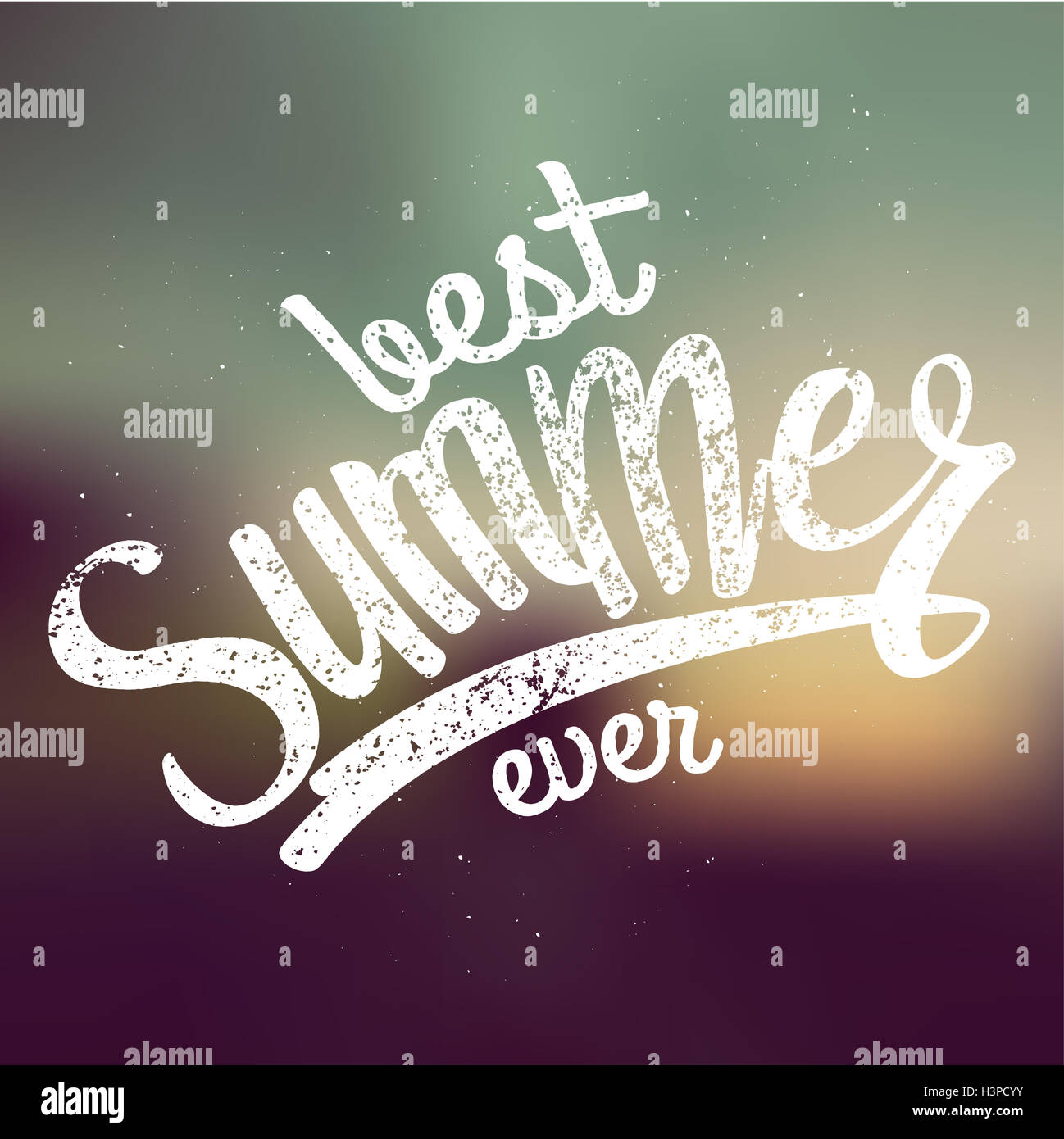 best summer ever handwritten text. blurred evening. vector illustration ...