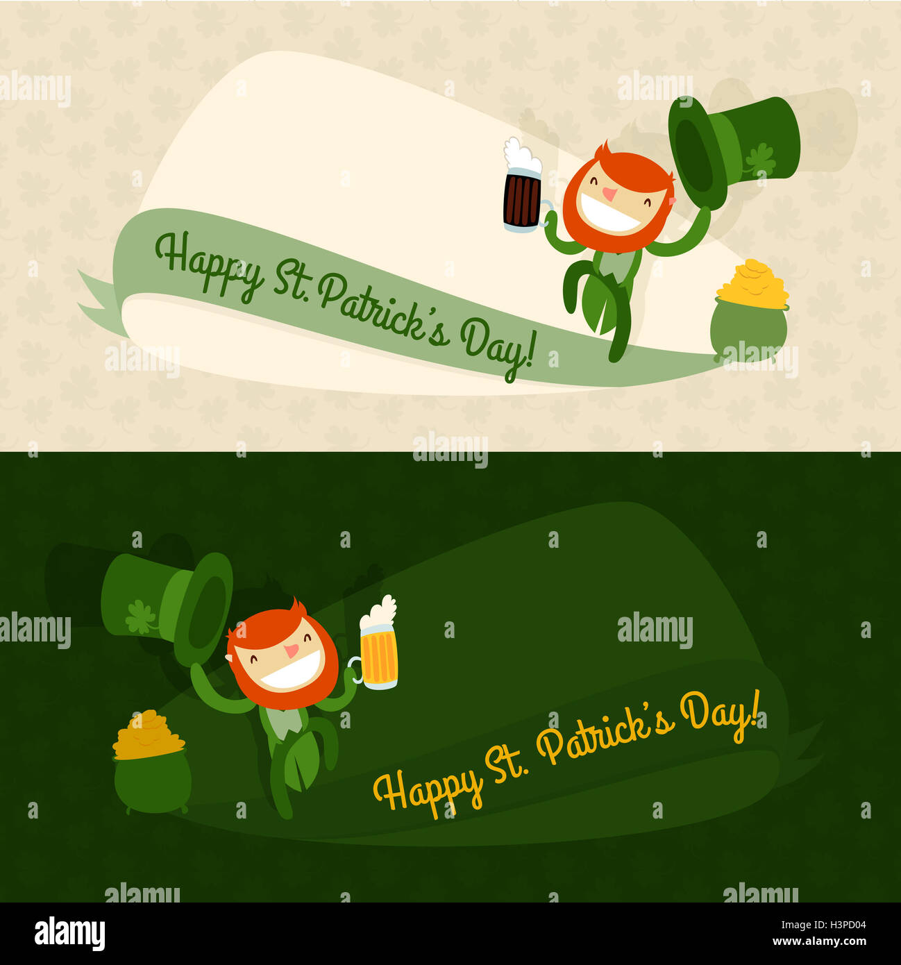 saint patrick's day card. flat cartoon patrick template. vector ...