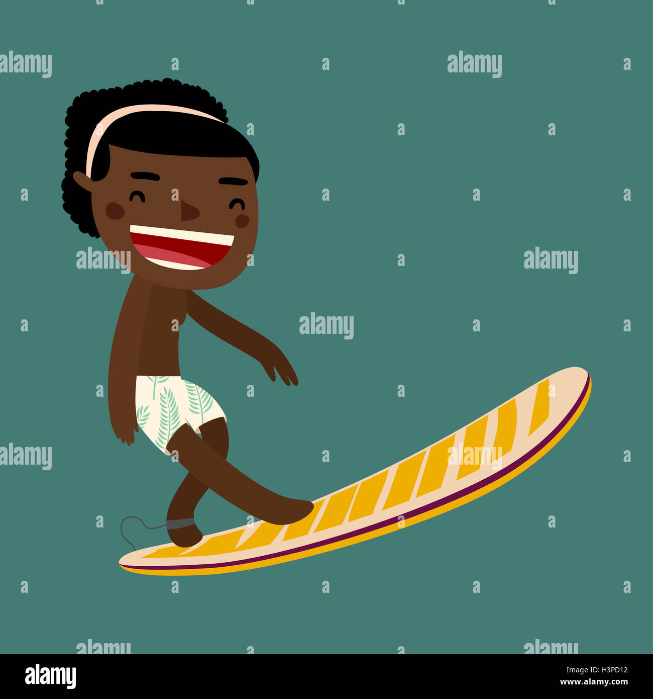 black surfer guy character. vector illustration Stock Photo - Alamy