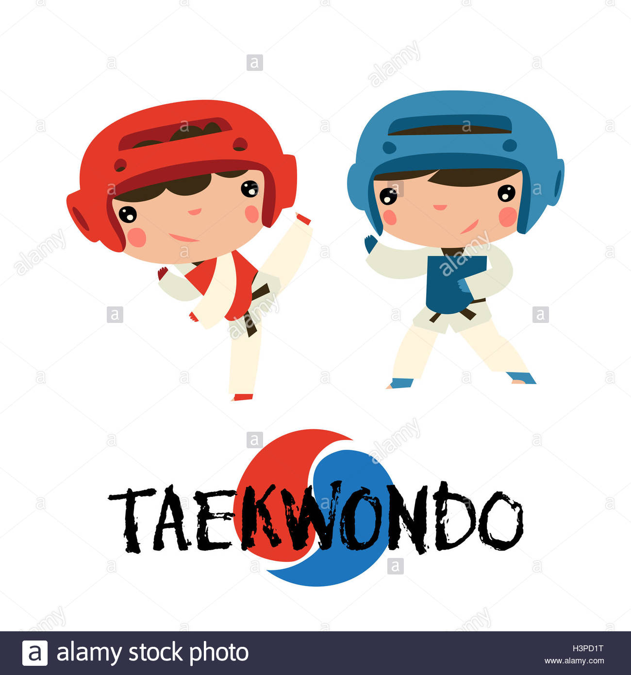 Cartoon Taekwondo Athlete Vector Illustration High Resolution Stock ...