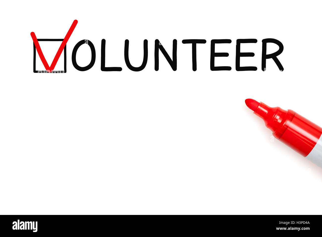 Check mark with red marker on tick box in Volunteer form with copy ...