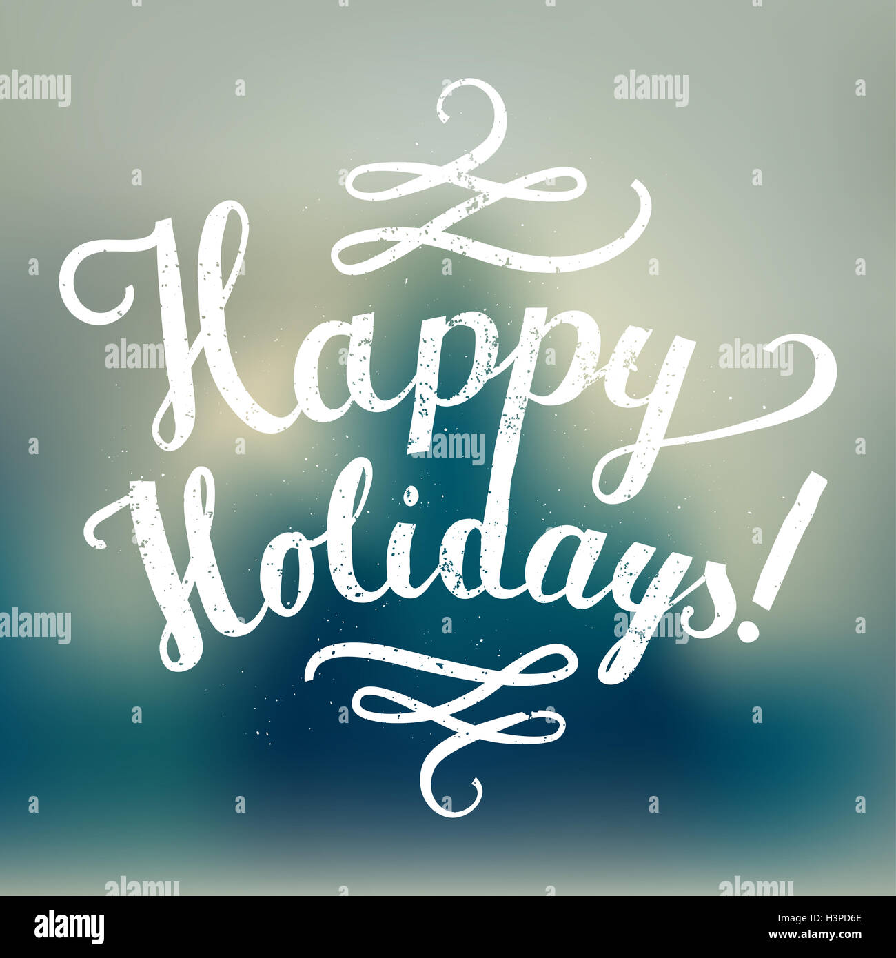 happy holidays calligraphy. christmas handwriting on blurred background ...