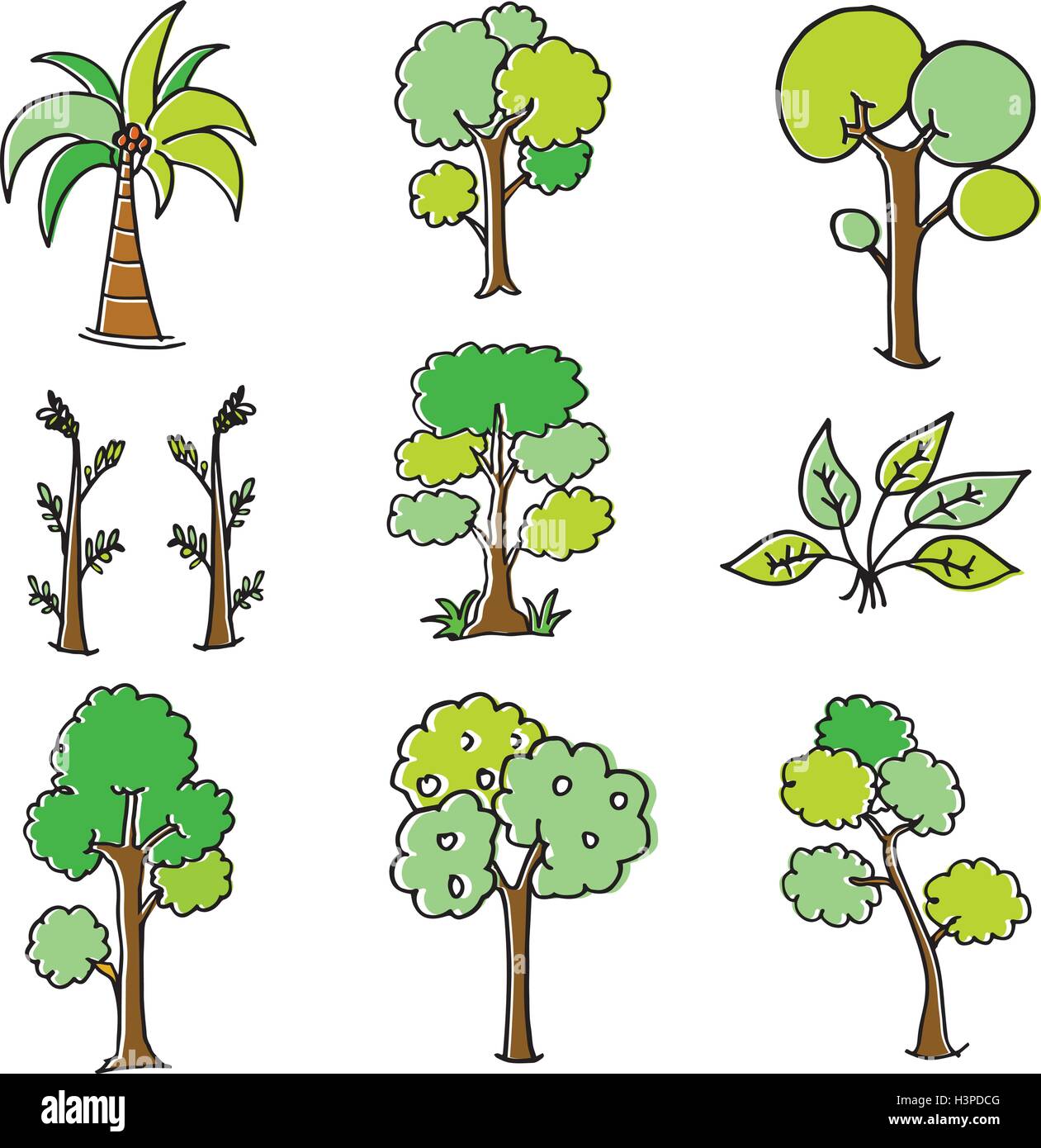 Doodle of different tree set Stock Vector Image & Art - Alamy