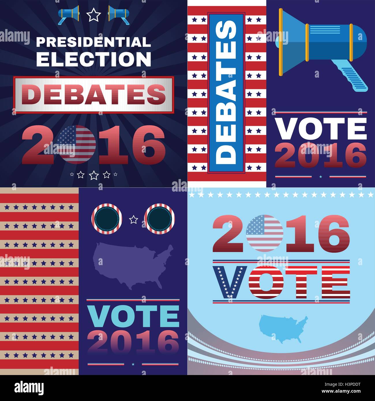 Digital vector usa presidential election with debates 2016, flat style ...