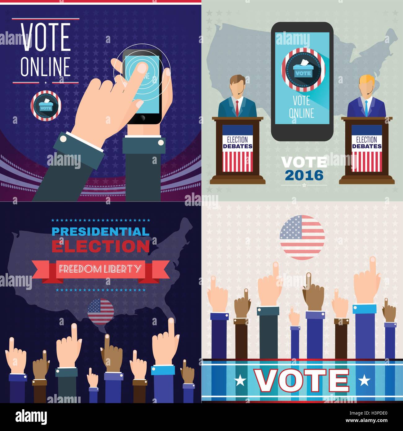 Digital vector usa presidential election with vote online, flat style ...